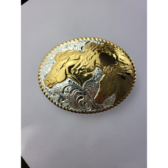Crumrine | Accessories | Crumrine Western Mens Belt Buckle Horse Heads ...